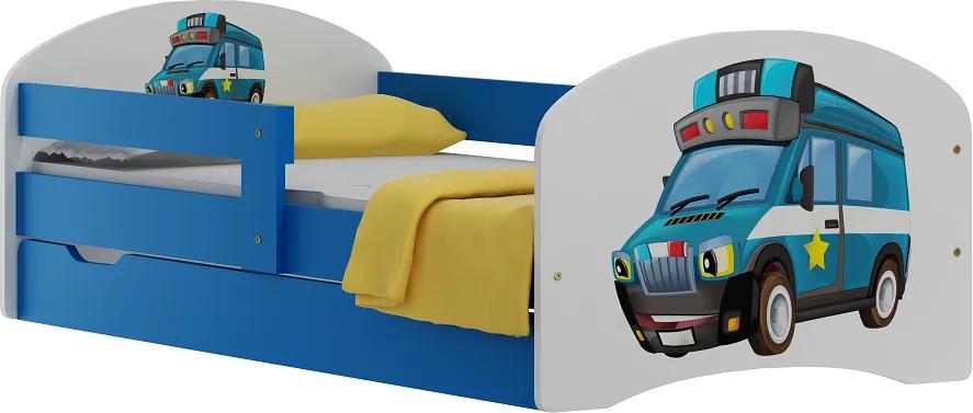 Dětská postel s motivem GUARDIAN  se zábranou Rozměr: 140x70, Matrace: bez matrace, Barevná kombinace: JASAN COIMBRA / BÍLÁ