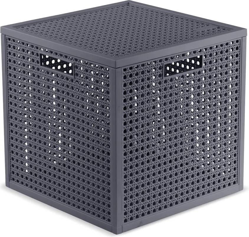Tmavě šedý úložný box s víkem z recyklovaného plastu 28x28x28 cm Kaya Cube – Curver