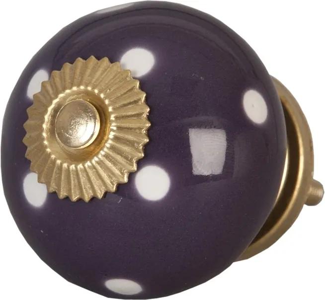 Keramická úchytka fialová puntík 4 cm