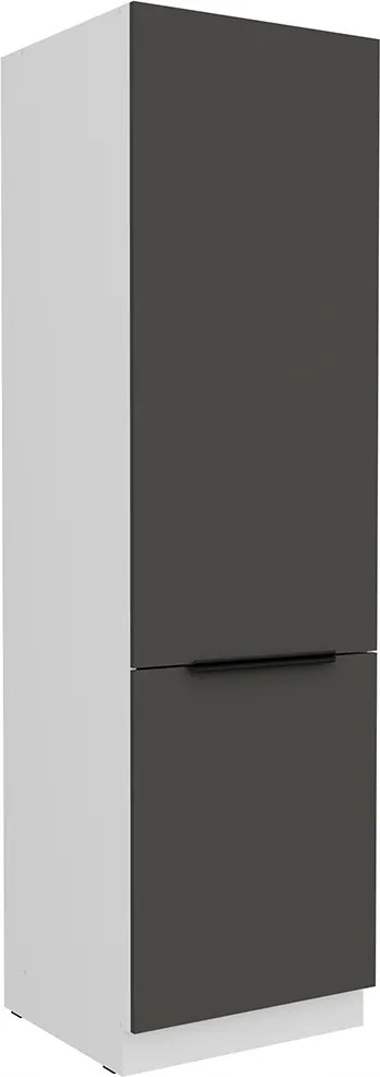 ARIA po | vysoká skříňka 60 LO-210 2F na vestavnou lednici | 60 cm | ANTI FINGERPRINT povrch | bílá/šedá grafit