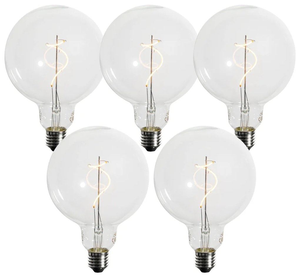 Sada 5 stmívatelných LED žárovek s vláknem ve spirále E27 G125 4W 270LM 2200K