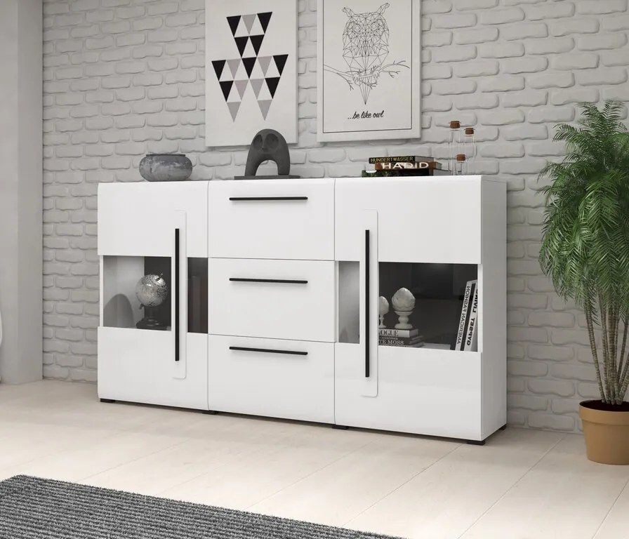 Komoda TORY 28 bílá / bílý lesk