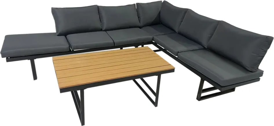Zahradní set, černá/tmavě šedá/přírodní, ILARIA