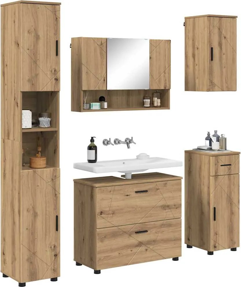 Sada koupelnového nábytku 5 ks Artisanový dub 35 x 30 x 192 cm 3393082
