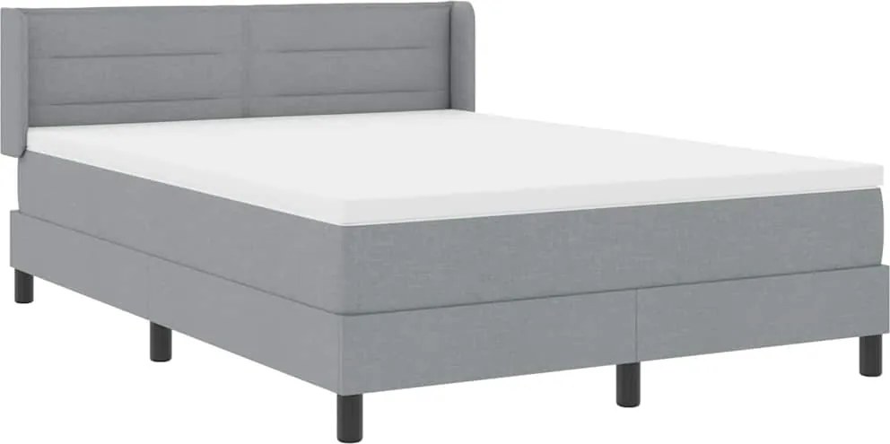 Postel s boxspringem s čelo Světle šedá 200 x 140 cm textil 3341041