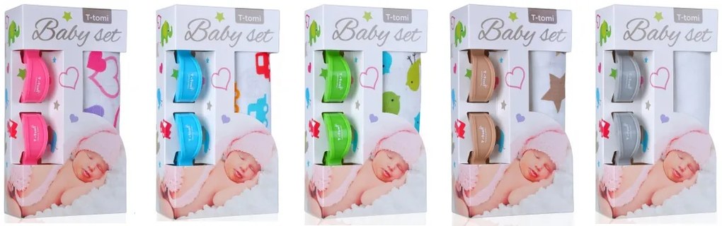T-tomi Baby set - bambusová osuška + kočárkový kolíček Grey