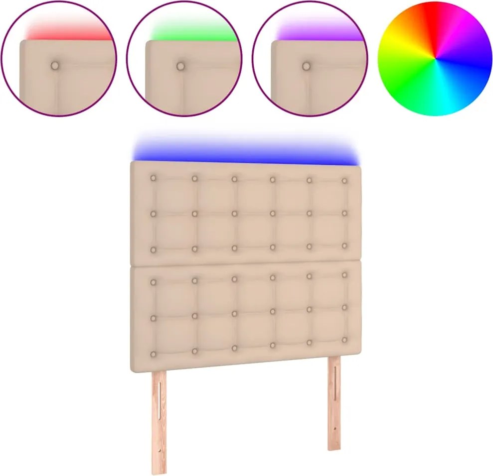 Čelo postele s LED cappuccino 80x5x118/128 cm umělá kůže 3122501
