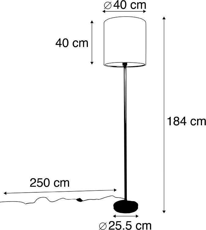 Moderní stojací lampa černá s béžovým buklé stínidlem 40 cm - Simplo