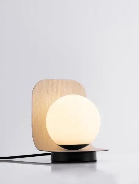 LED dřevěno-černá stolní lampa Kamen