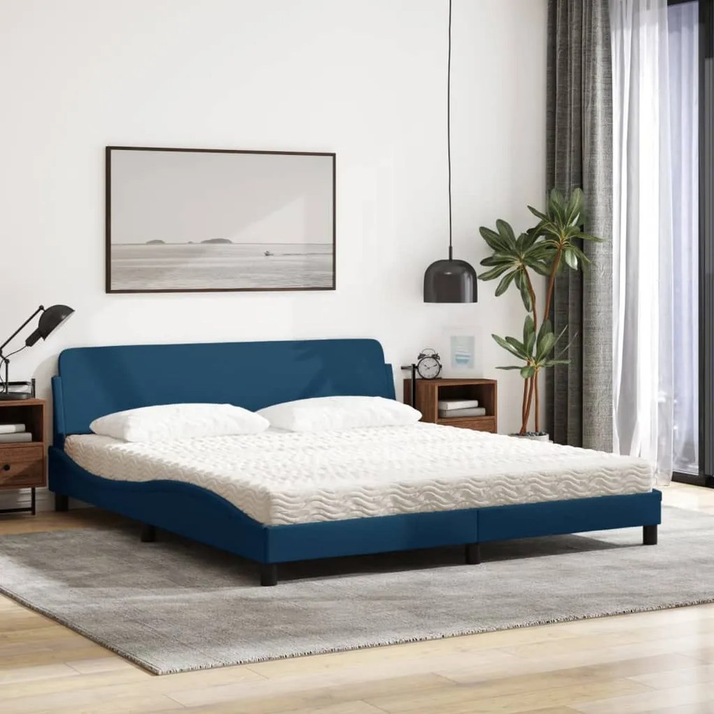 Postel s matrací Dover modrá 180 x 200 cm textil 3208450