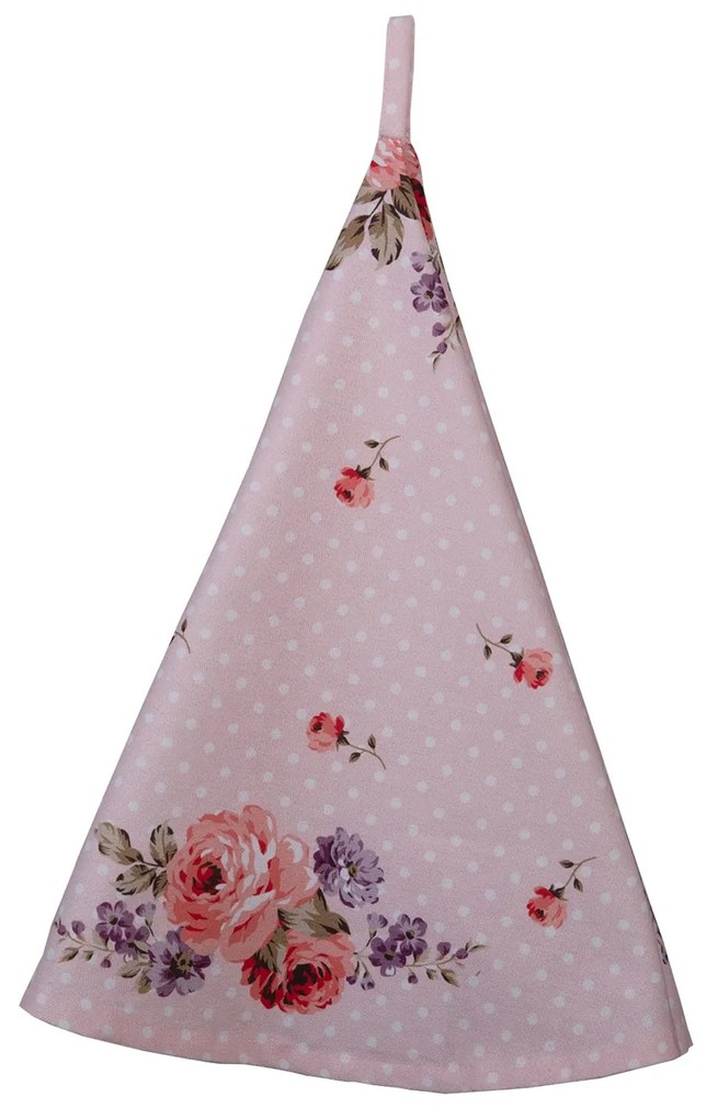 Růžová kulatá utěrka s růžemi Dotty Rose - Ø 80 cm