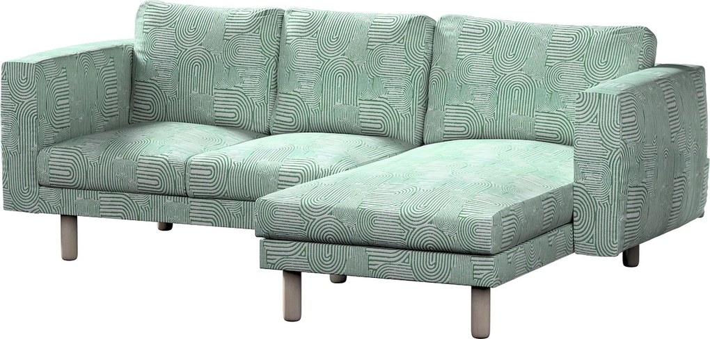 Potah na pohovku IKEA Norsborg 3-místná se šezlongem barva zelená látka pletený vzor, vzorované