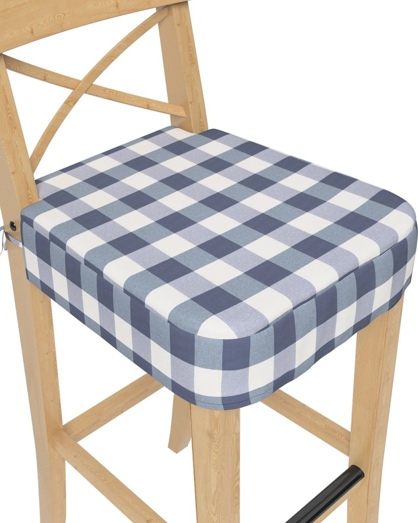 Sedák na židli IKEA Ingolf - barová barva tmavě modrá látka vzorované