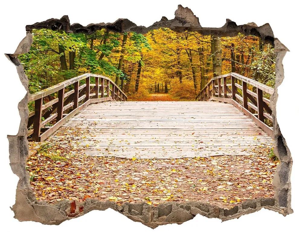 Wallmuralia Nálepka fototapeta 3D Most v lese podzim 95x64 cm