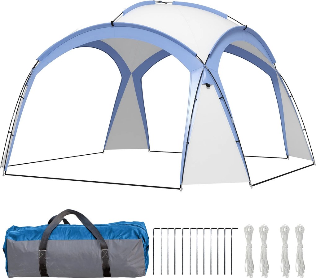 Outsunny Pavilon pro Akce 3,5 x 3,5 m s Dveřmi na Háčku, Ochrana proti Dešti se Silnými Ocelovými Tyčemi, Zahradní Stan s UV Ochrannou, Slunečník pro