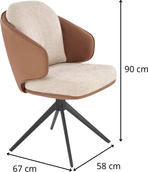 Otočné jídelní křeslo K554 hnědé/béžové