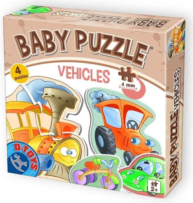 Puzzle d-toys baby puzzle dopravní prostředky 4v1 (2-4 dílky)