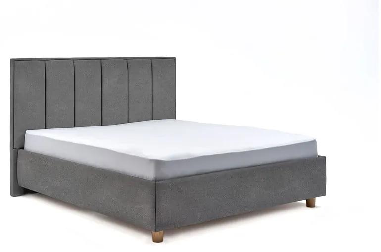Světle šedá dvoulůžková postel s roštem a úložným prostorem ProSpánek Wega, 160 x 200 cm
