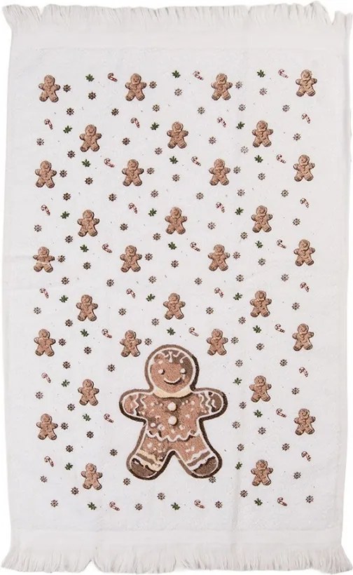Bílý froté kuchyňský ručník s perníčky Gingerbread Magic - 40*66 cm