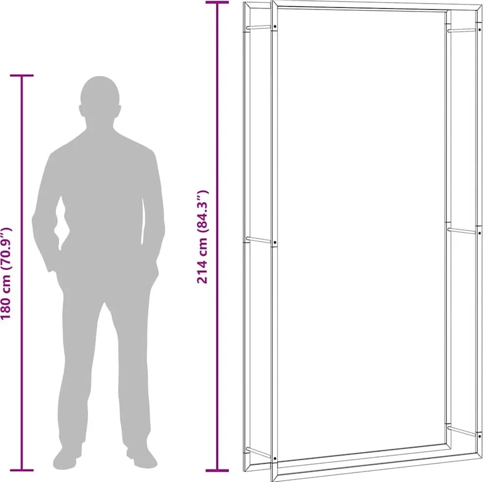 vidaXL Stojan na palivové dřevo matný 110x28x214 cm ocel [350311] Barva: Černá