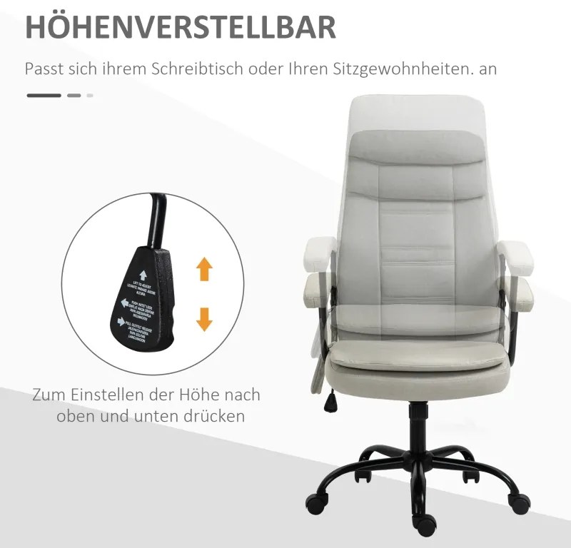 Vinsetto Masážní kancelářská výškově nastavitelná otočná židle, ergonomická, béžová 63 x 70 x 112-121 cm 921-308BG