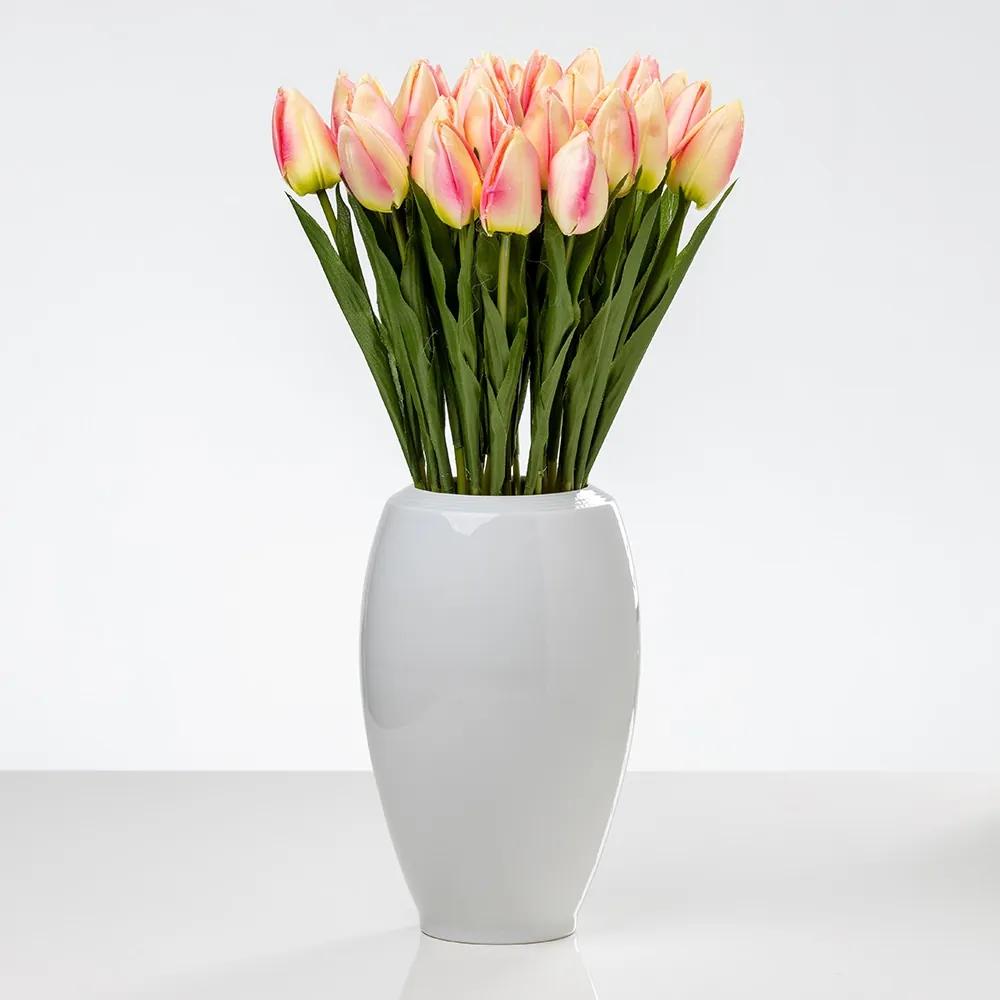 Umělý tulipán ALAN v růžovožluté barvě, délka 50 cm. Cena za 1 kus.
