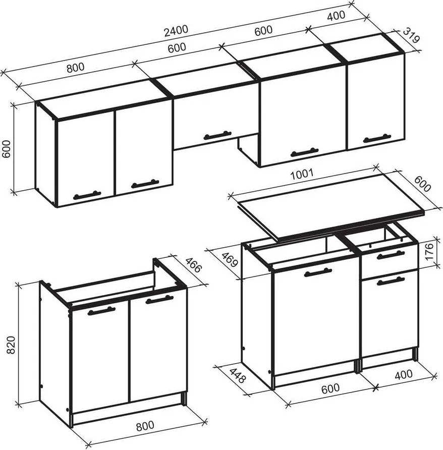 Kuchyňská linka Daria 240, dub kraft / antracit