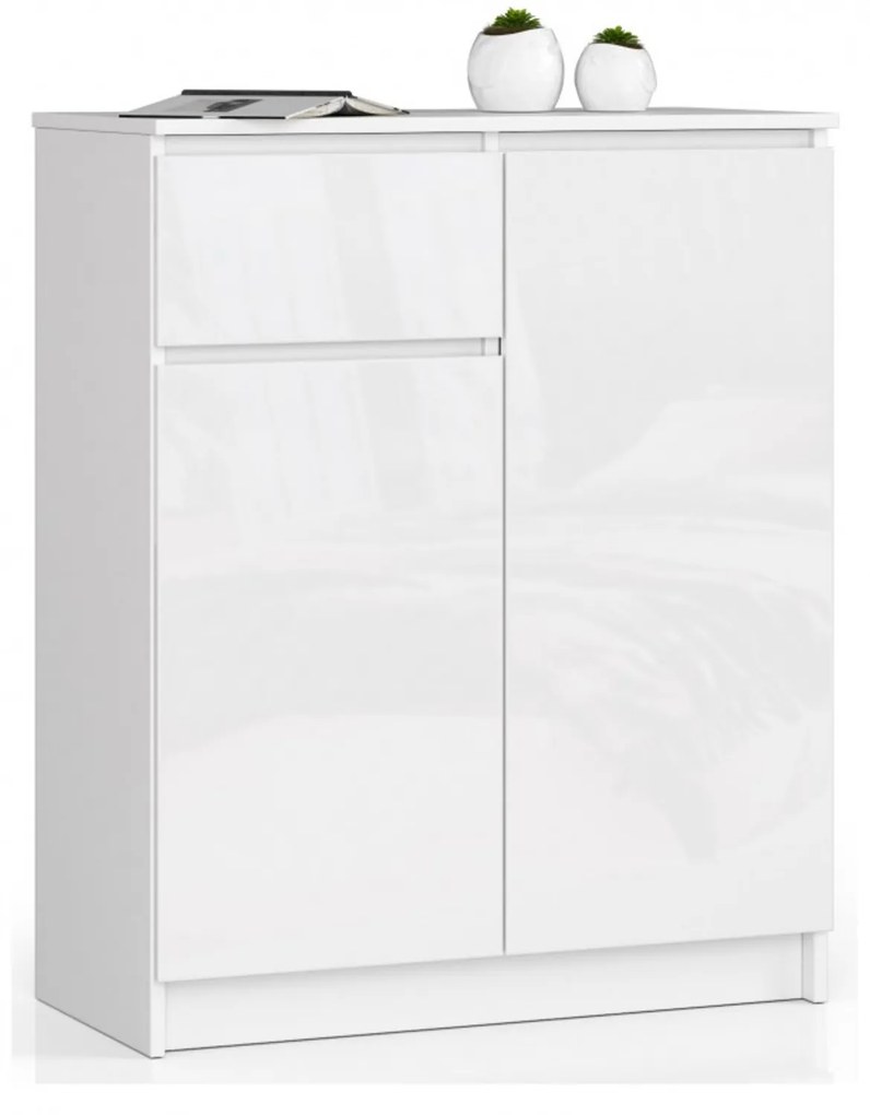 Komoda K80 2D1SZ bílá lesk