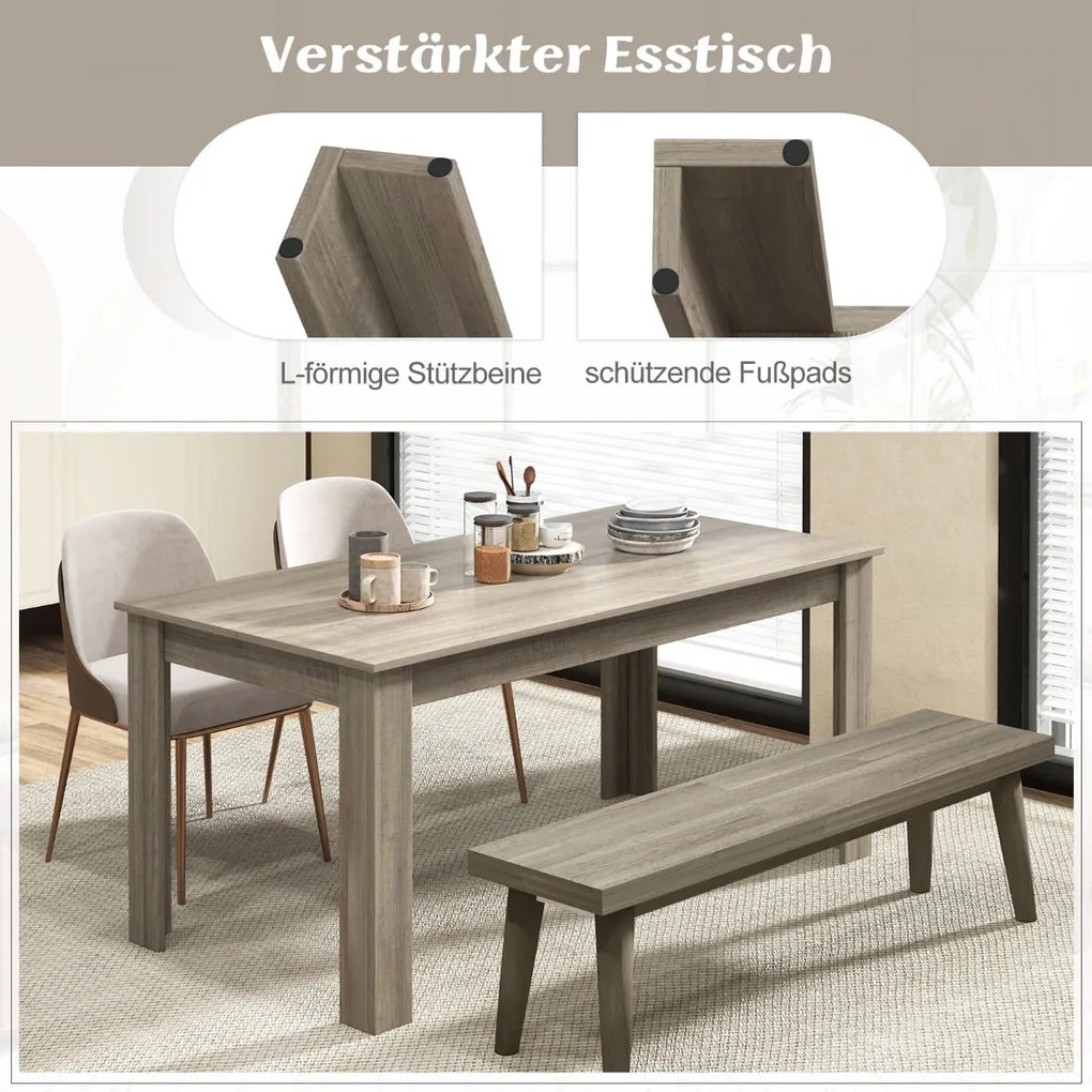 Costway Jídelní stůl dřevěný velký obdélníkový – 160 × 80 cm, přírodní