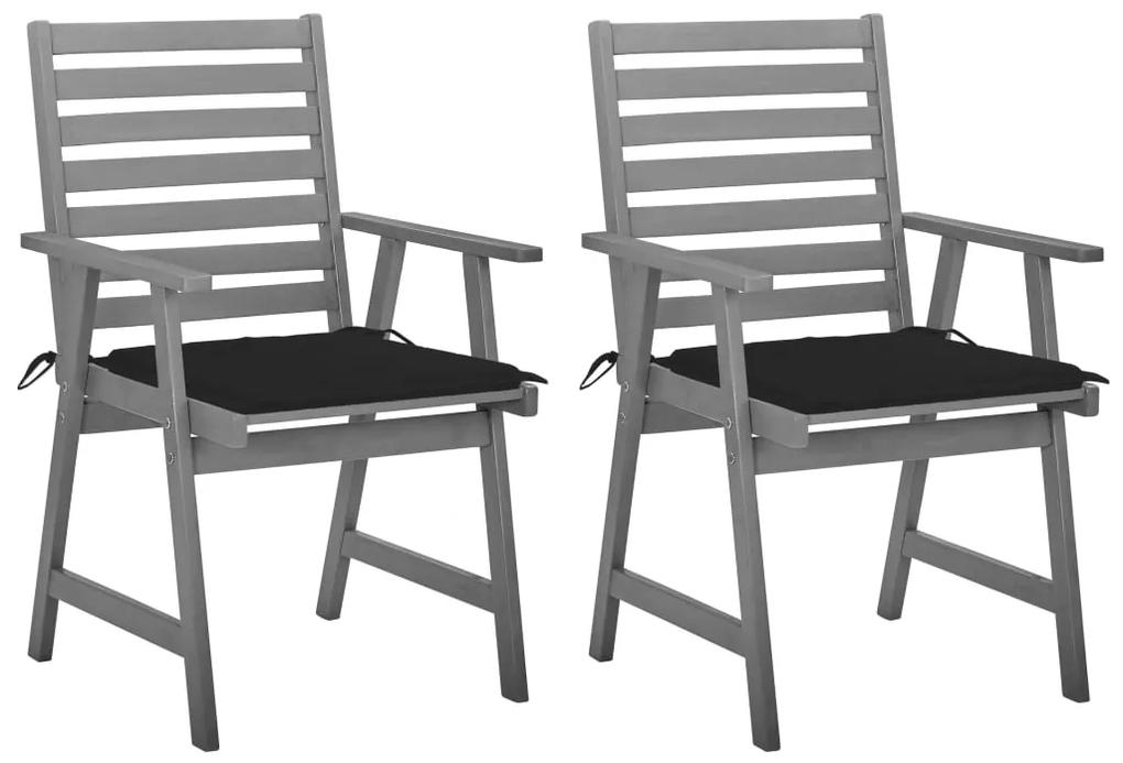 3064408 vidaXL Zahradní jídelní židle s poduškami 2 ks masivní akáciové dřevo