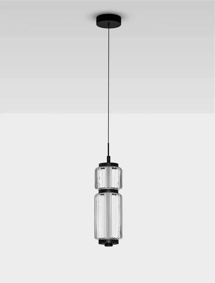 Matně černé skleněné LED závěsné svítidlo ø 12 cm Liesa – Nova Luce
