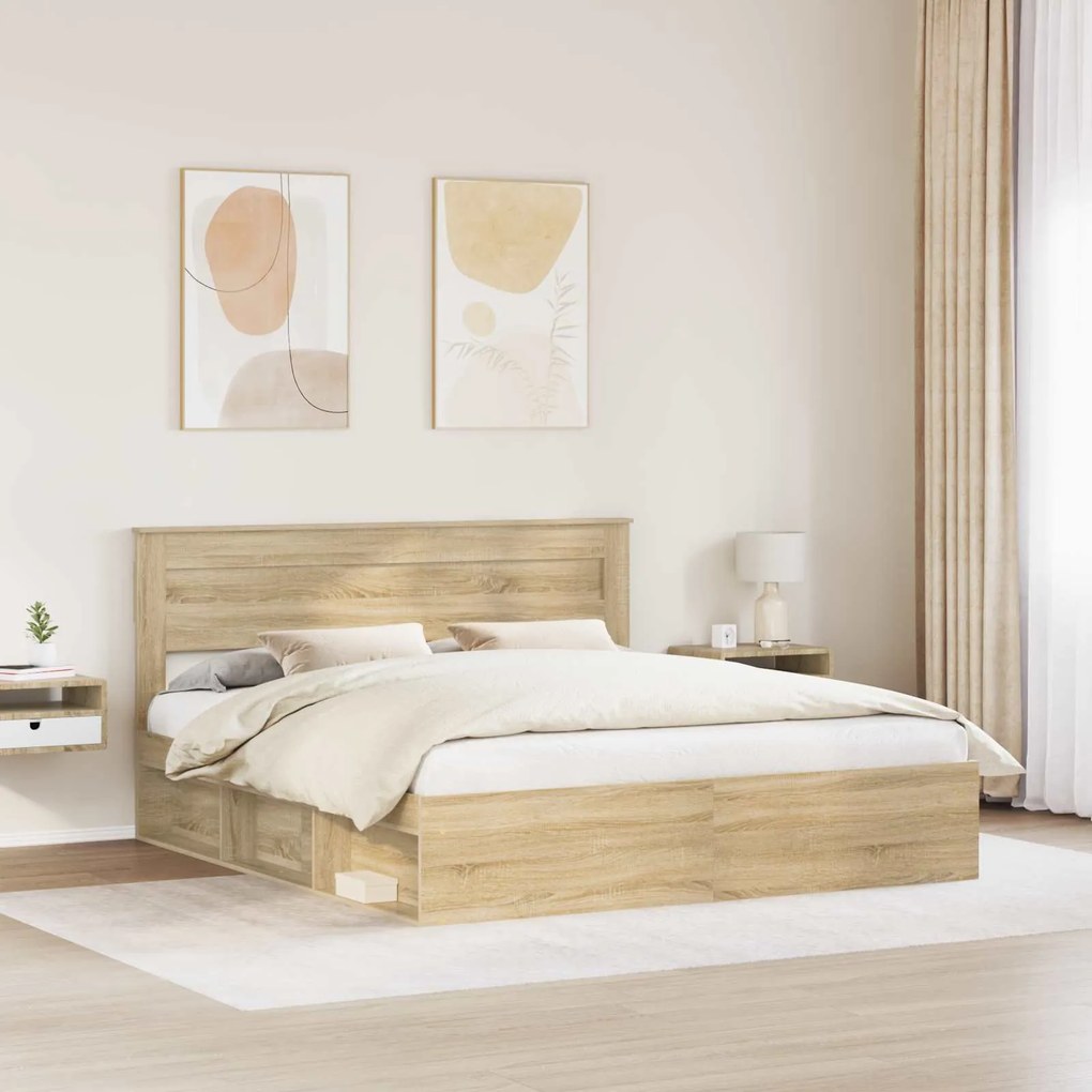 Rám postele s čelo Sonoma 200 x 200 cm Masivní borové dřevo 3409721