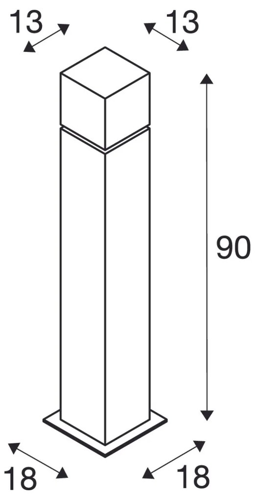 SLV 1000346 Square Pole, venkovní sloupkové svítidlo z nerezu, 1x20W E27, výška 90cm, IP44
