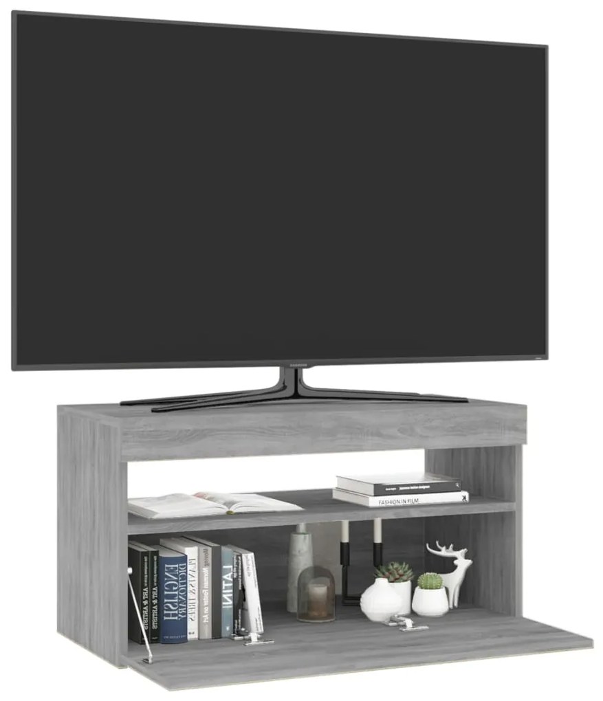 TV skříňka s LED osvětlením šedá sonoma 75 x 35 x 40 cm - Default Title