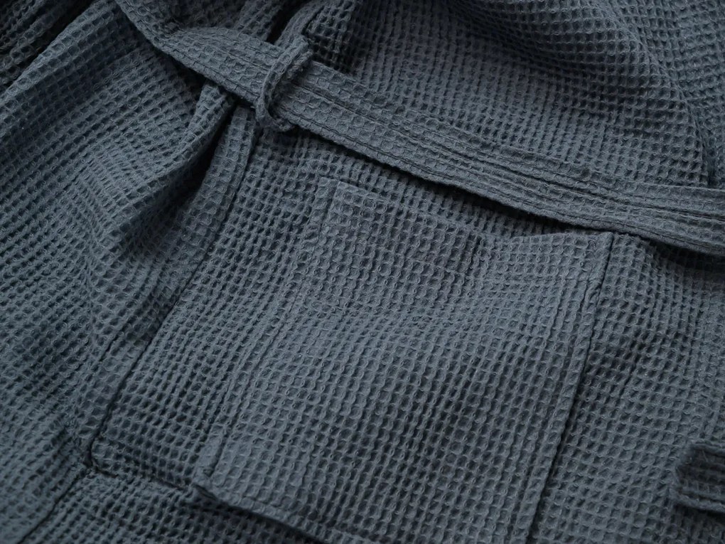 Vaflový župan s kapucí SPAFFLE, tmavě šedý Velikost: L/XL