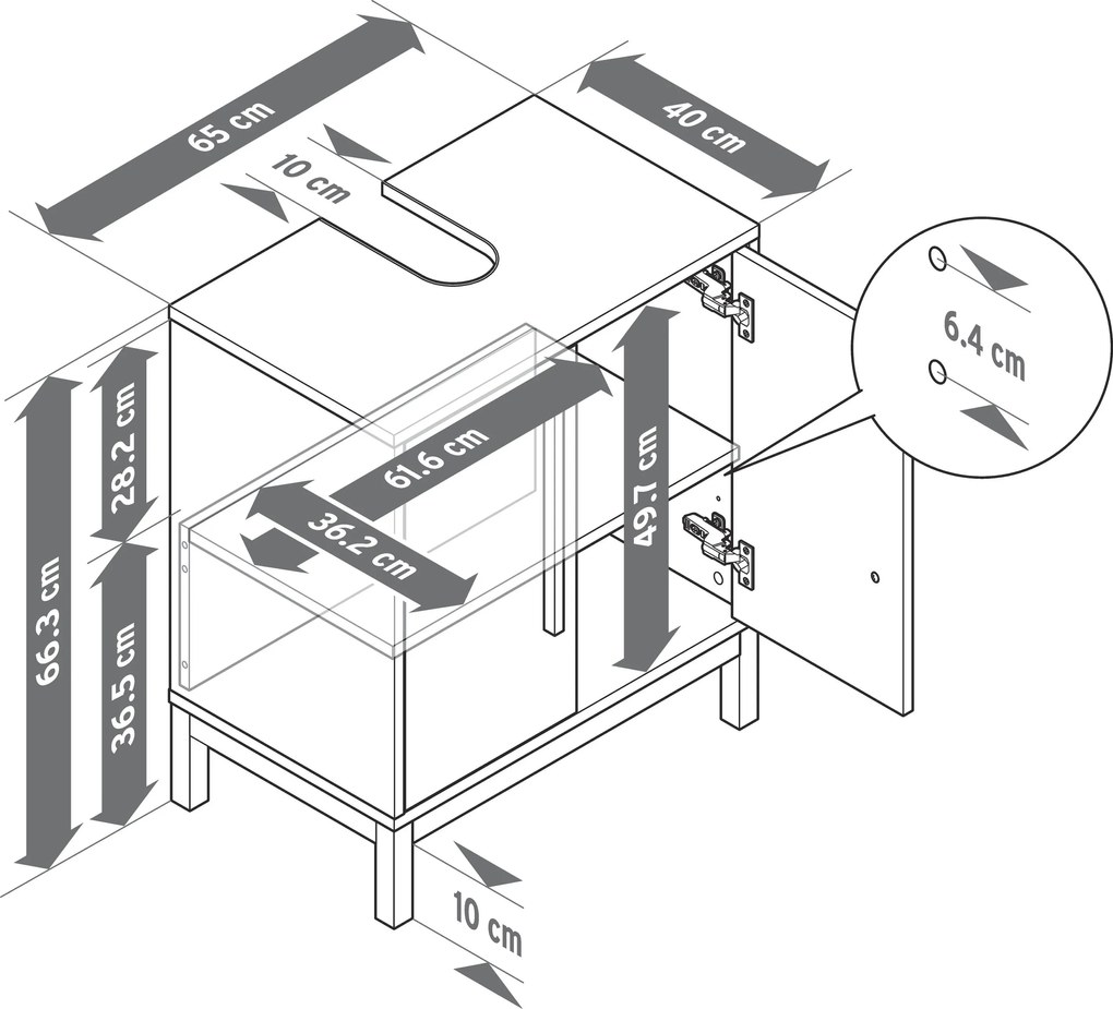 Tchibo - Skříňka pod umyvadlo »Eklund« - barva: šedá