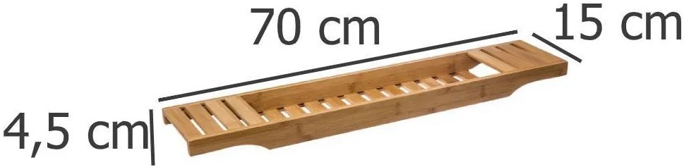 Bambusová police na vanu, 70 cm