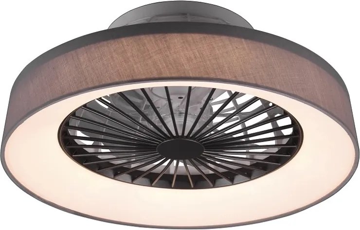 Reality Stropní LED svítidlo Farsund s ventilátorem šedé, pr. 47 cm