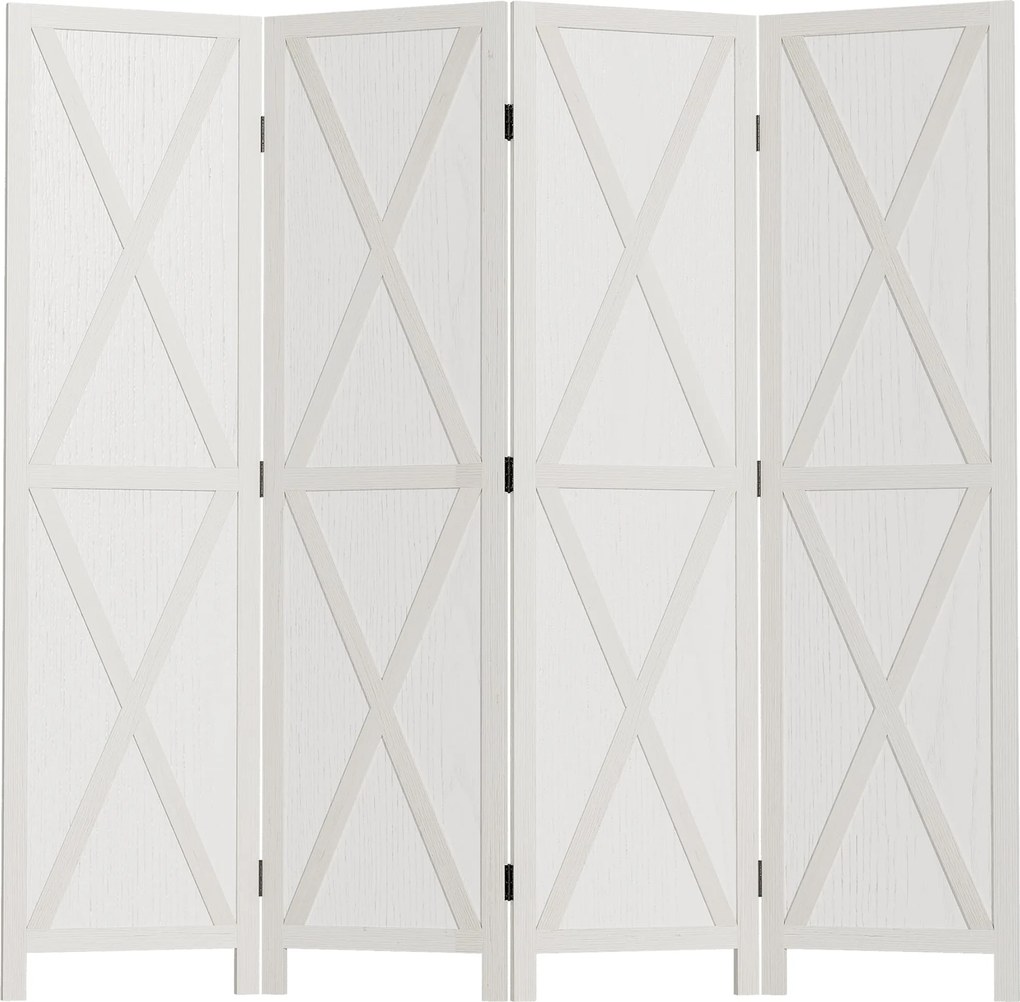 HOMCOM Dělicí Panel 182x170 cm - Skládací Dělič Místnosti pro Obývací Pokoj, Ložnici a Kancelář - Bílá | Aosom
