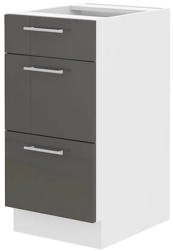 Dolní kuchyňská skříňka Lavera 40 D 3S BB (bílá + lesk šedý). 1032410