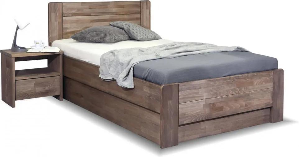 Dřevěná postel jednolůžko s úložným prostorem ARION 2, masiv buk , 80x200 cm