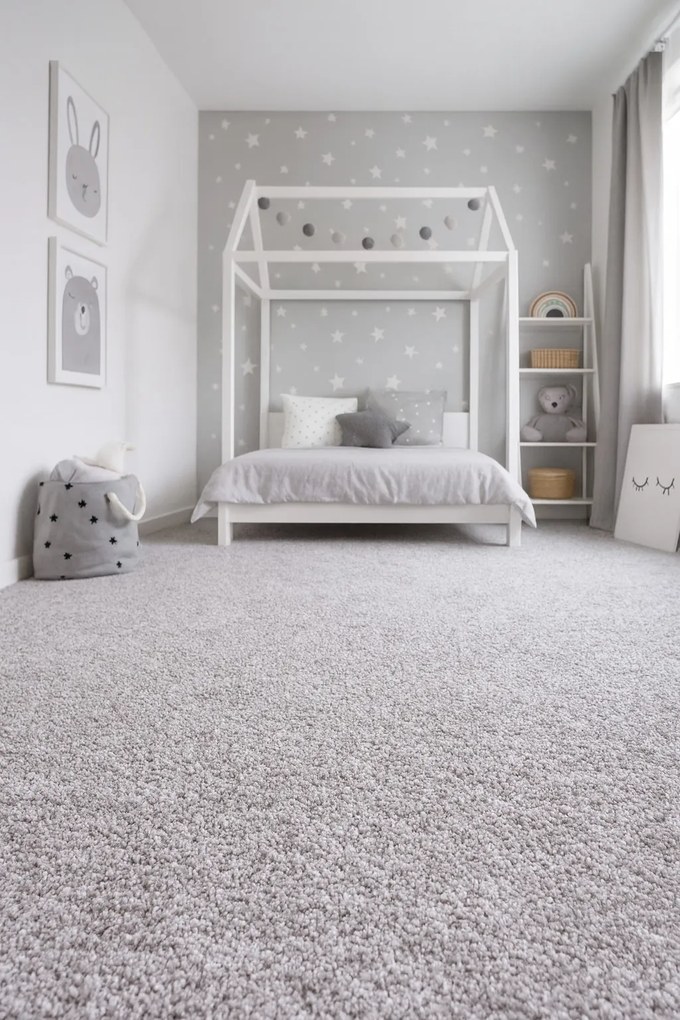 Condor Carpets, Metrážový koberec Bali 073, na míru, šíře 4m, šedá, filc, dětský pokoj