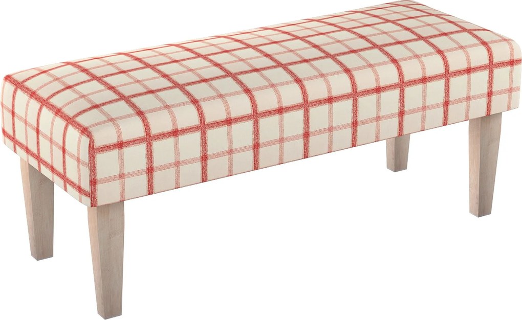 Dlouhá lavička 100x40cm barva červená látka vzorované