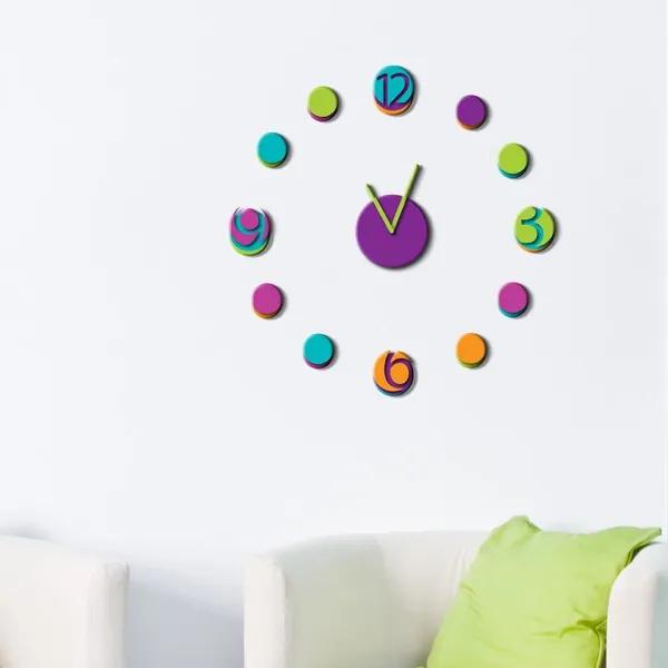 54801 Colorful, Pěnové samolepící hodiny 3D Crearreda, velikost 24x34 cm