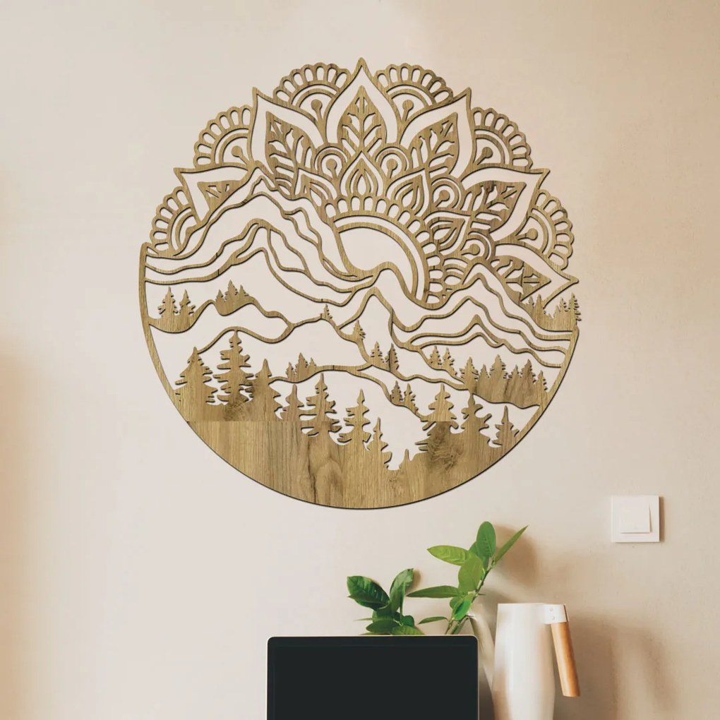 dřevo života Dřevěná mandala MANDALA HORY Zvolte rozměr (cm): 60x60, Zvolte barvu dekoru: Černá
