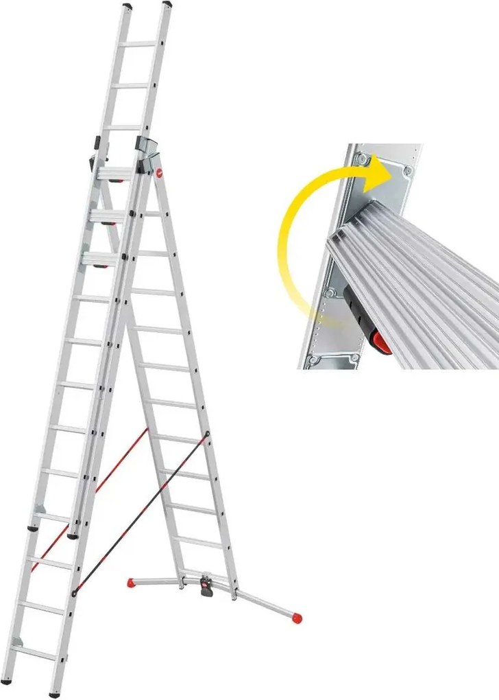 Hliníkový žebřík Hailo Master S120 Pro 3x12 příček, 9001-007
