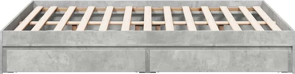 Rám postele se zásuvkami betonově šedý 135 x 190 cm kompozit 3280695