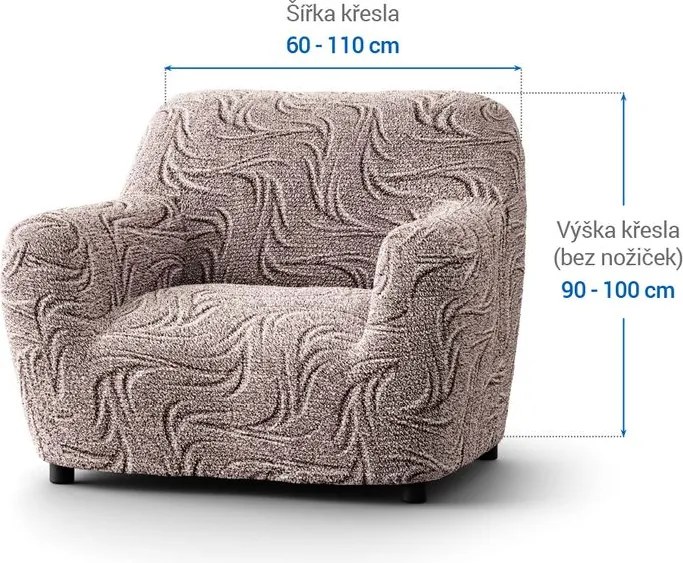 Bielastické potahy BRILLANTE hnědé křeslo (š. 60 - 110 cm)