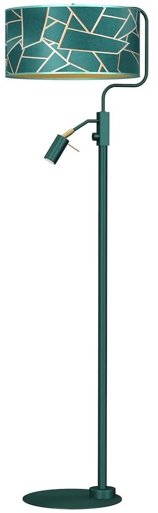 Stojací lampa Ziggy, 1x zelené/zlaté textilní stínítko + 1x zelené kovové stínítko, gr/g