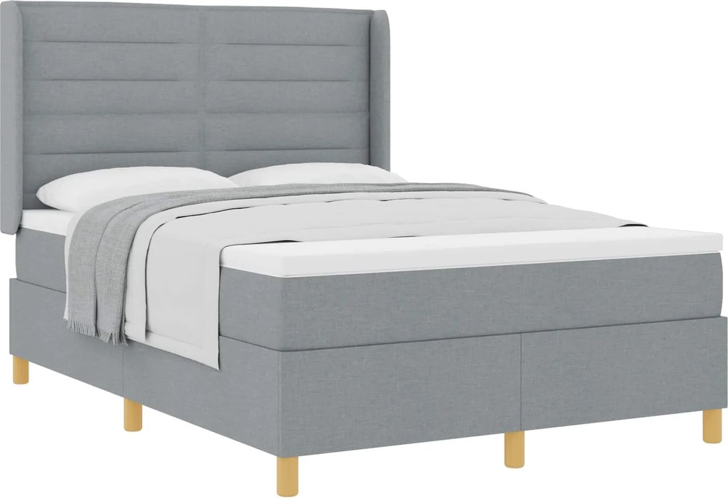 Postel s boxspringem s matrací Světle šedá 140 x 190 cm textil 3341763